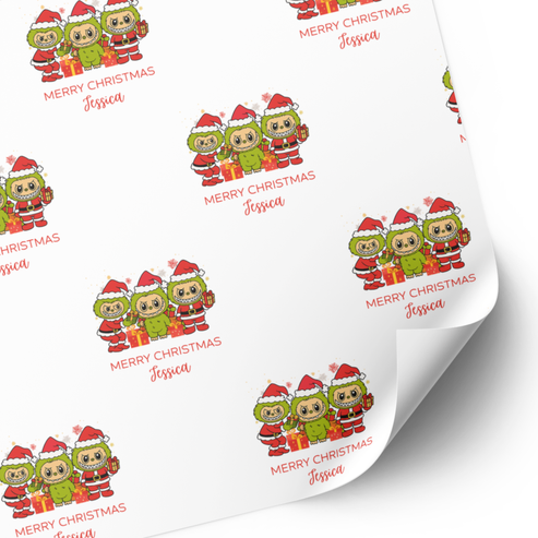 Grinch Labubu Christmas Wrapping Paper – GingerRosePrints
